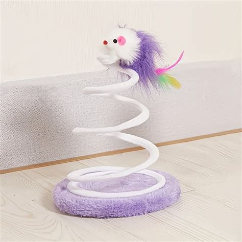 색다른 플러시 고양이 장난감 스프링 기계 무작위 색상 소형 품종을 위한 상호 작용하는 마우스 디자인 부드럽고 안전한 장난감 고양이 장난감 생동감 있는 고양이