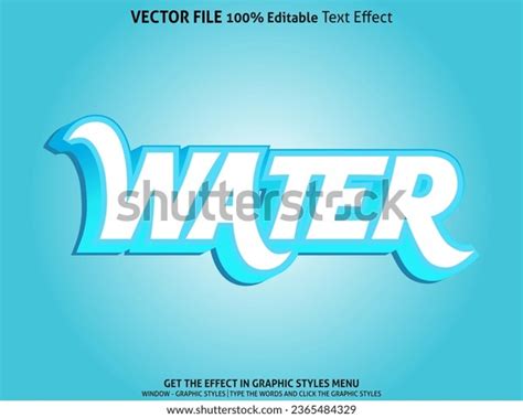 Water 3d Text Effect Editable Text Stock Vector Royalty Free