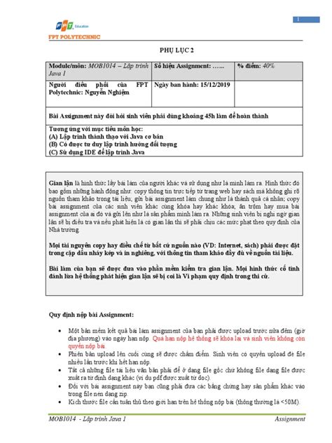 l p trinh java 1 assignment sp20 pdf