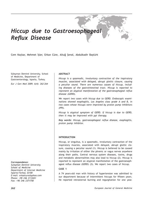 Pdf Hiccup Due To Gastroesophageal Reflux Disease