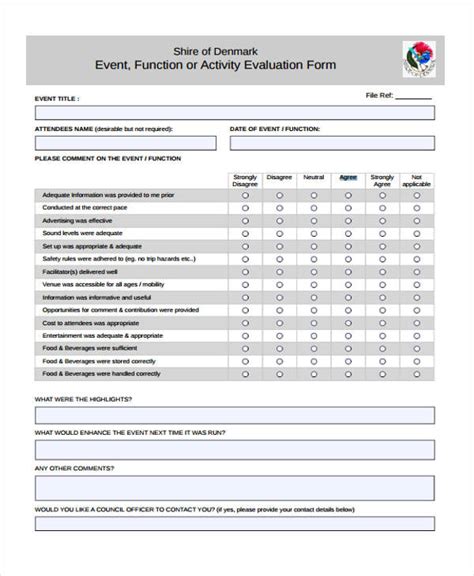 FREE 33 Event Evaluation Forms In PDF Excel MS Word