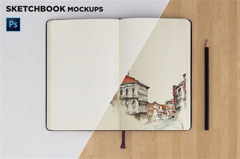 Realistic Sketchbook Mockup PSD Templates Mockuptree