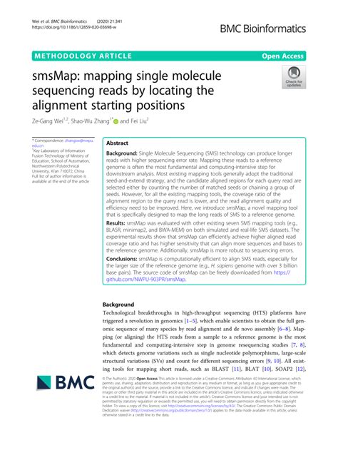 Pdf Smsmap Mapping Single Molecule Sequencing Reads By Locating The Alignment Starting Positions