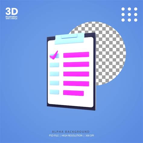 Premium PSD D Render Clipboard Checklist Illustration