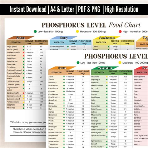 Phosphorus Food List Phosphorus Diet Printable Poster High Phosphorus