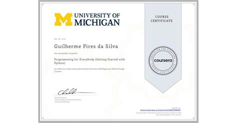 Completion Certificate For Programming For Everybody Getting Started With Guilherme Silva
