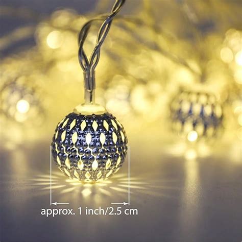 Moroccan Style Battery Operated Led Globe String Lights With Timer Warm White Suitable For