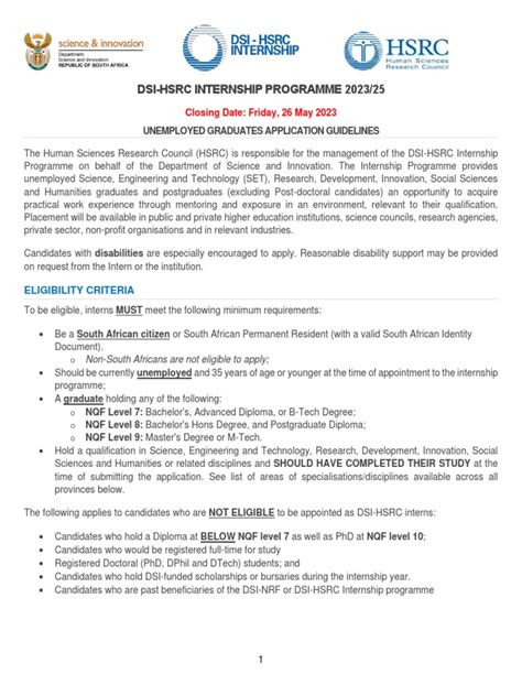 Dsi Hsrc Internship Advert Call For Graduates To Apply 2023 25 3