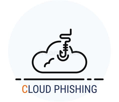 Line Icons Style Hacker Cyber Crime Attack Cloud Phishing For Web Design Stock Vector