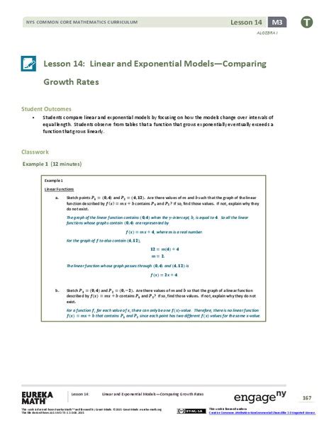 Linear And Exponential Models—comparing Growth Rates Lesson Plan For 9th 10th Grade Lesson