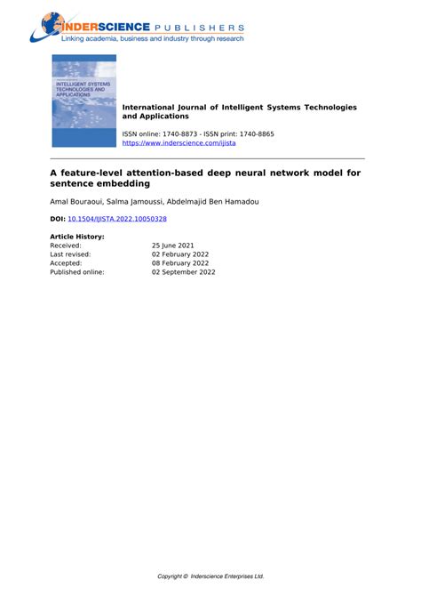 pdf a feature level attention based deep neural network model for