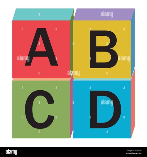 Wooden Alphabet Cubes With Letters A B C D Color Vector Isolated Illustration Stock Vector