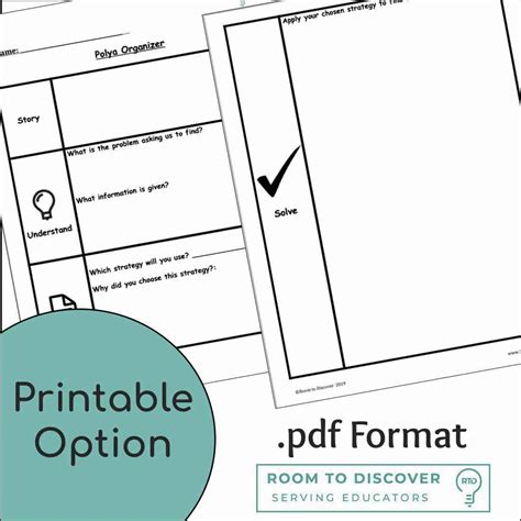 Word Problem Solving Activity Polya 4 Step Graphic Organizer