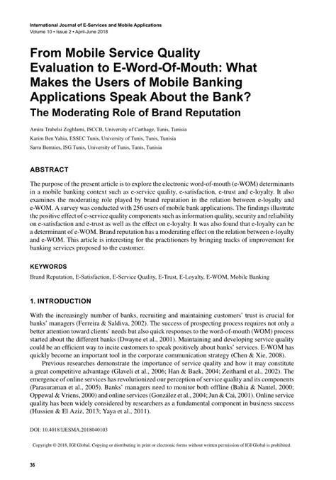 Pdf From Mobile Service Quality Evaluation To E Word Of Mouth What
