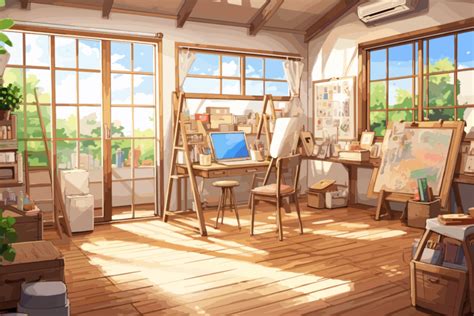 【フリー素材】アトリエの背景イラスト