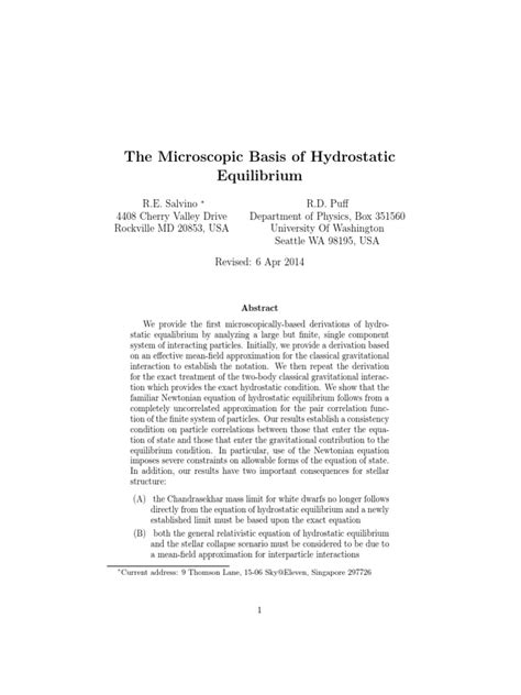 Pdf The Microscopic Basis Of Hydrostatic Equilibrium Dokumentips