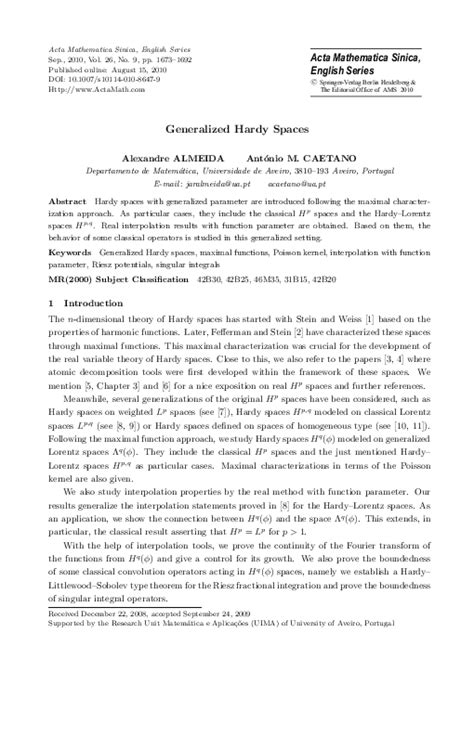 Pdf Generalized Hardy Spaces