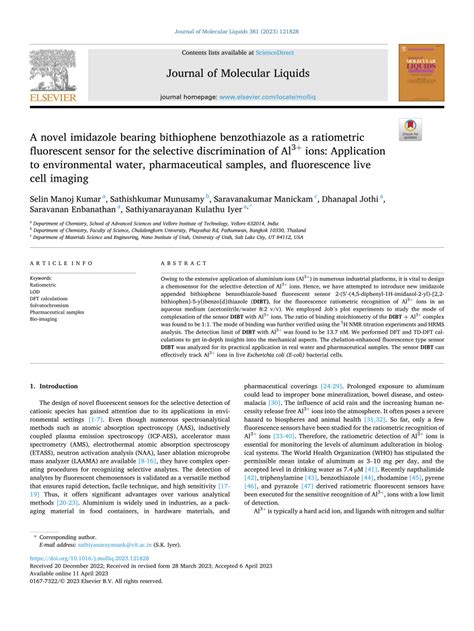 Pdf A Novel Imidazole Bearing Bithiophene Benzothiazole As A