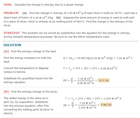 Solved GOAL Calculate The Change In Entropy Due To A Phase Chegg