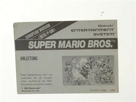 Super Mario Bros European Version Manual ⭐ Nintendo Nes Manual