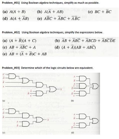 Solved Problem 01 Using Boolean Algebra Techniques Chegg Com