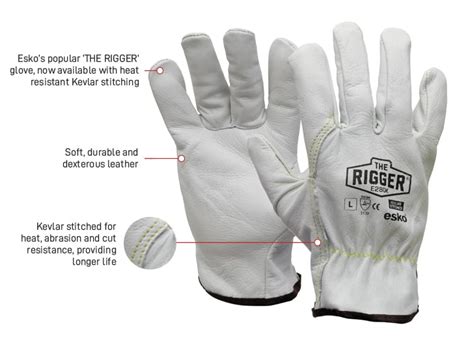 Esko Natural Cowhide A Grade Riggers Glove With Kevlar Stitching