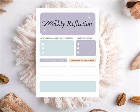 Printable Weekly Reflection Sheet Weekly Review Week In Review Weekly Reflection Weekly