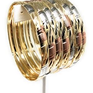 Gold Plated Tri Color Semanario Bangle Bracelet Pulsera Semanario Tres