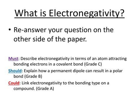 Ppt Understanding Electronegativity And Polarity In Chemical Bonding