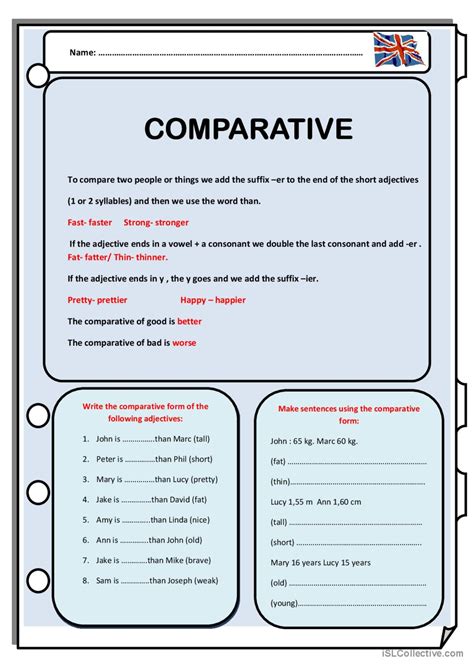 Comparative English Esl Worksheets Pdf And Doc