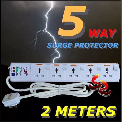 Multi Universal Trailing Switch Socket Extension LIGHTNING SURGE PROTECTOR Way Way Meter