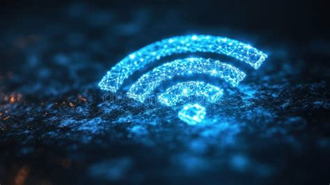 Abstract Wifi Symbol Glowing On Dark Surface Network Technology Concept Stock Illustration
