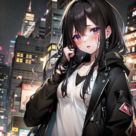 Anime Girl With Black Hair And Glasses Talking On A Cell Phone Seaart Ai