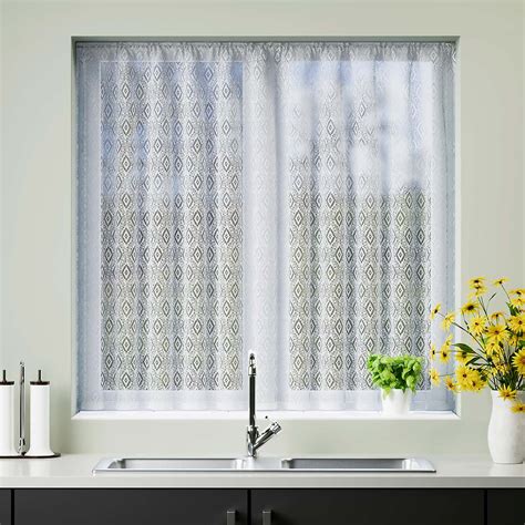 Geometric Diamond Slot Top Net Curtain Dunelm