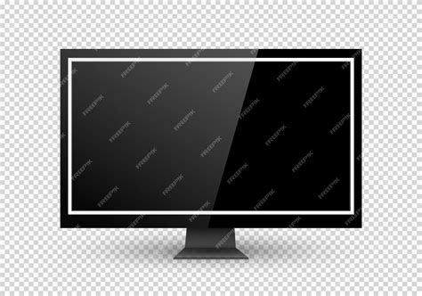 빈 Lcd 화면 플라즈마 디스플레이 또는 모니터 디자인을위한 Tv 투명 한 배경에 고립 된 컴퓨터 또는 검은 사진 프레임