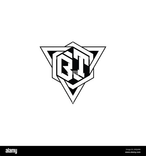 Bt Letter Logo Monogram Hexagon Shape With Triangle Geometric Outline Sharp Modern Style Design