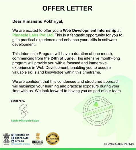 Himanshu Pokhriyal On Linkedin Pinnaclelabspvtltd Internship Webdevelopment