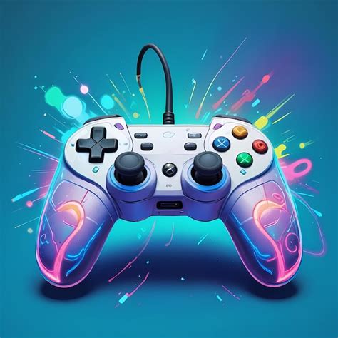 A White Game Controller With Neon Lights Premium Ai Generated Image