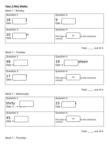 Year 2 Arithmetic Questions Teaching Resources