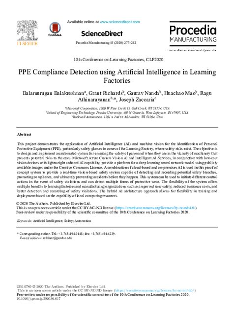 Pdf Ppe Compliance Detection Using Artificial Intelligence In