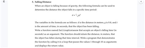 solved falling distancewhen an object is falling because of