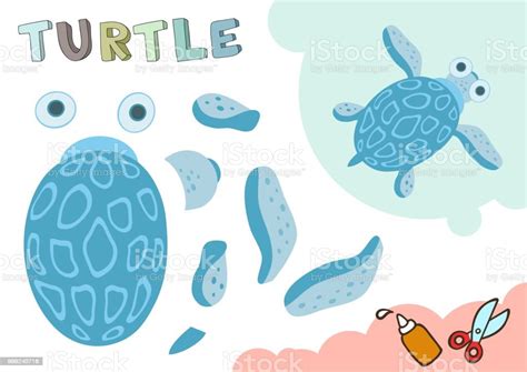 재미 있는 거북이 종이 모델 작은 집 공예 프로젝트 Diy 종이 게임입니다 잘라 고 접착제 아이 들을 위한 단편입니다 벡터 템플릿입니다 0명에 대한 스톡 벡터 아트 및 기타