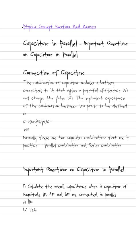 Solution Capacitors In Parallel Important Questions On Capacitors In