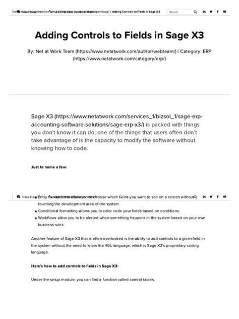 Sage X3 Tips And Tricks Adding Controls To Fields In Sage X3 Pdf