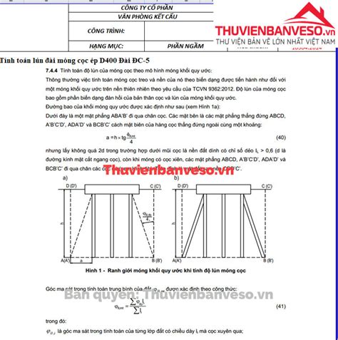 BẢNG TÍNH LÚN MÓNG CỌC THEO PHƯƠNG PHÁP CỘNG LÚN CÁC LỚP PHÂN TỐ