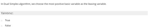 Solved In Dual Simplex Algorithm We Choose The Most
