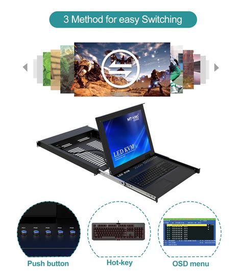 Vga Lcd Kvm Console 8 Port Mt Viki Oem Kvm Switch Factory