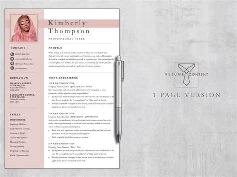 Résumé Templates Pink Resume Girl Template Resume Template for Word Apple Pages Resume Template