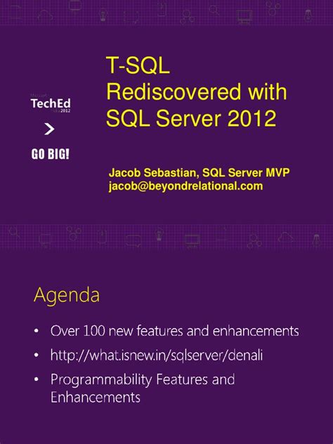 T Sql Rediscovered With Sql Server 2012 Pdf Microsoft Software