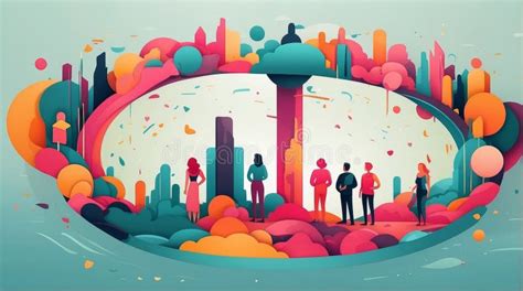 Blender Style Vector Of Diverse Geometric Human Silhouettes In Circular